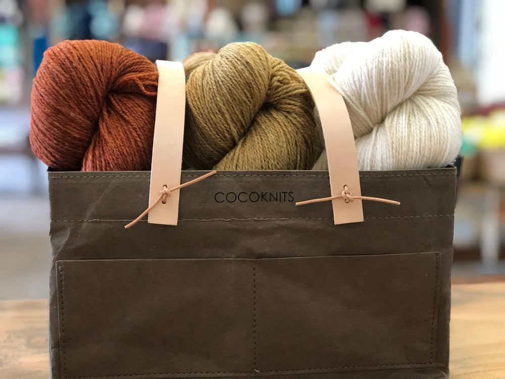 Cocoknits Project Caddy with Leather Handles - Apricot Yarn & Supply