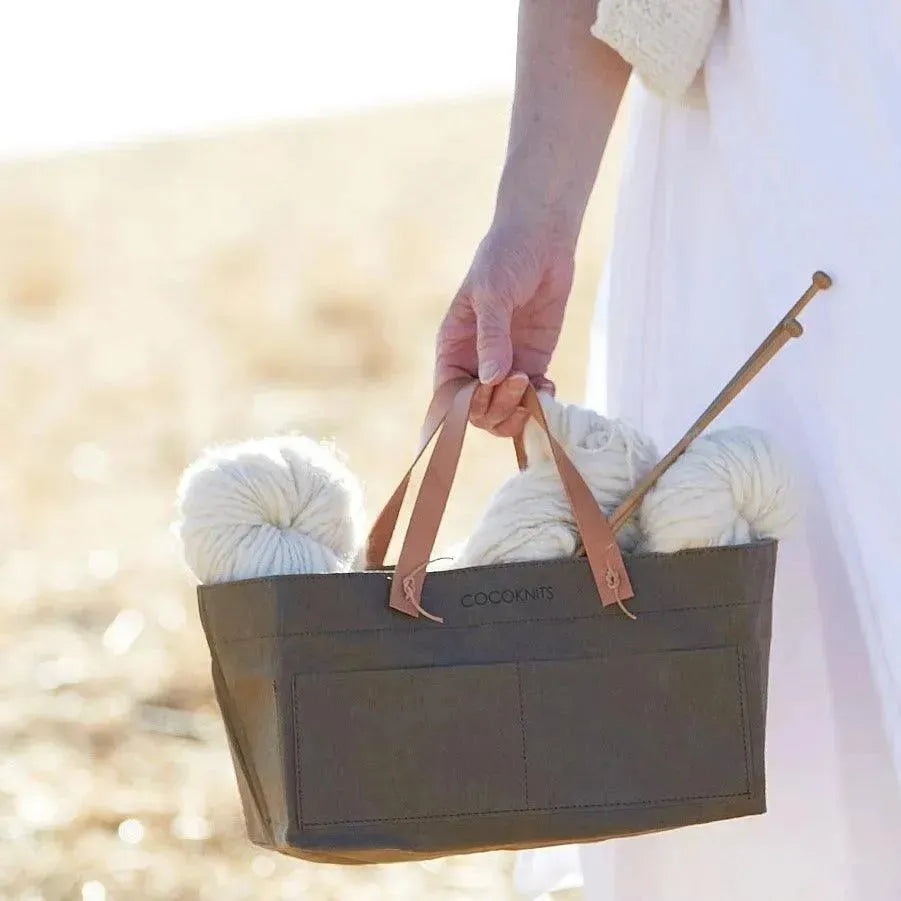 Cocoknits Project Caddy with Leather Handles - Apricot Yarn & Supply